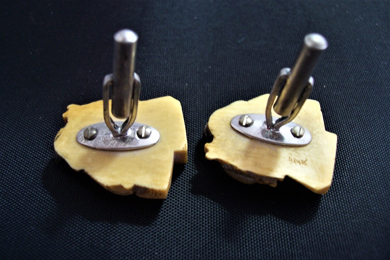 Vintage Japanese Cufflinks Carved Bone and Silver Toshikane - Etsy