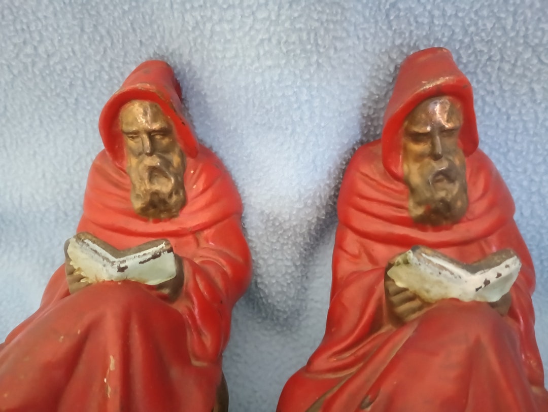 Antique Armor Bronze Bookends Pair Red Robed Monks Reading 1930s - Etsy
