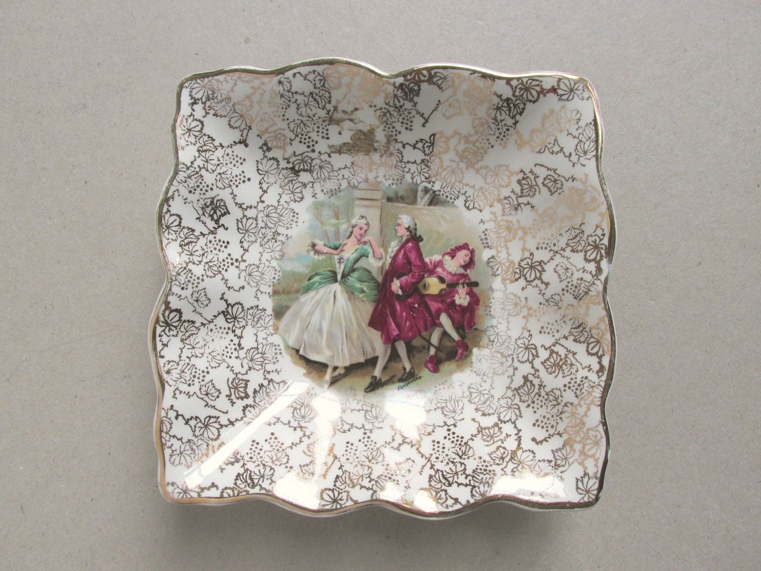 Vintage Midwinter Pottery Dish, Fragonard Courting Couple & Musician ...