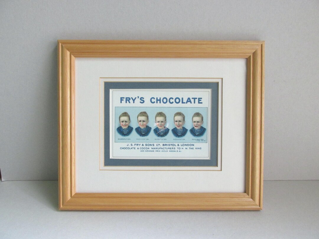 Framed Vintage Fry's Chocolate Art Print, Boy's Facial Expressions ...