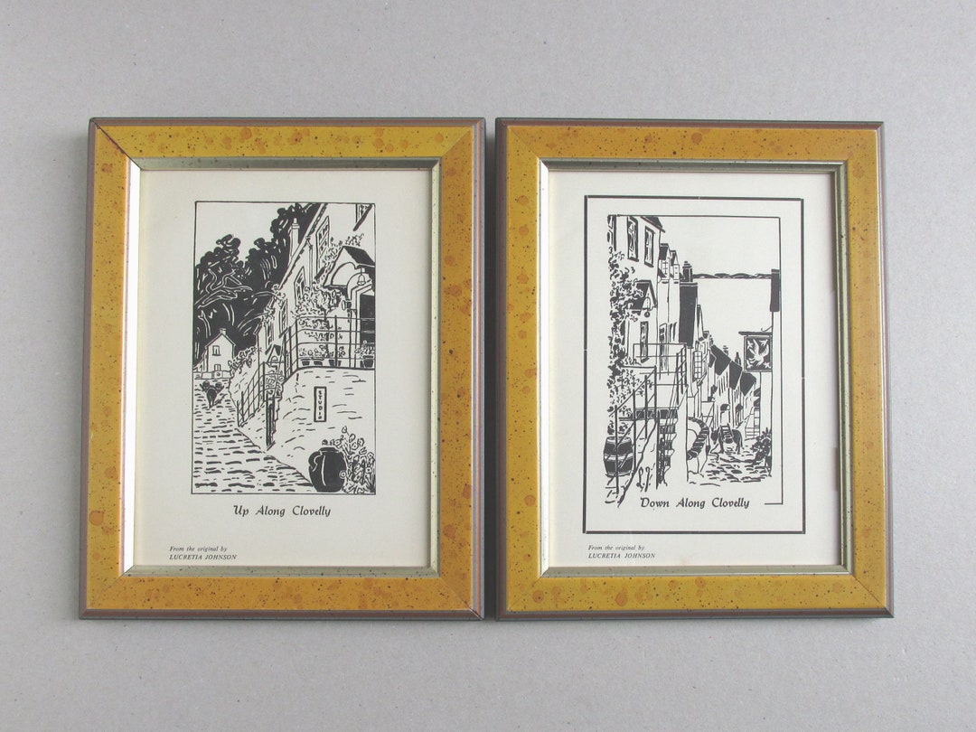 2 X Clovelly Devon Vintage Art Prints by Lucretia Johnson in - Etsy