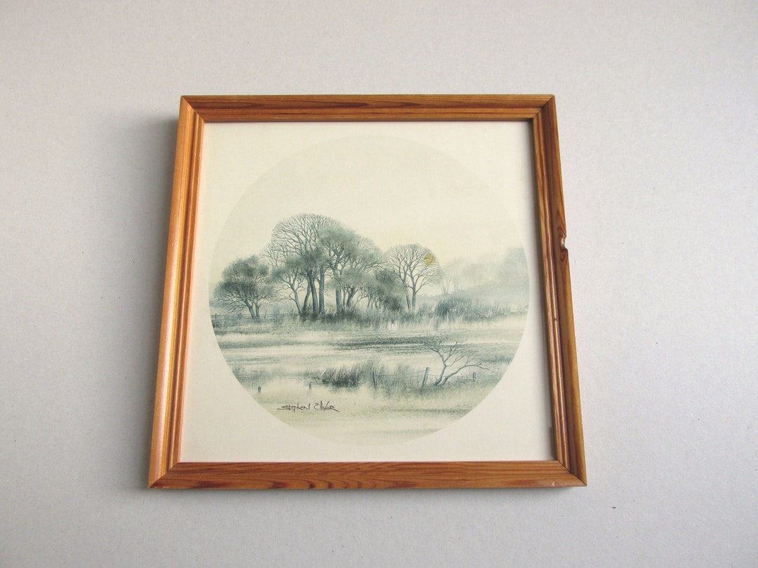 Vintage Stephen Oliver Landscape Art Print C 1970s 1980s, Misty Trees ...