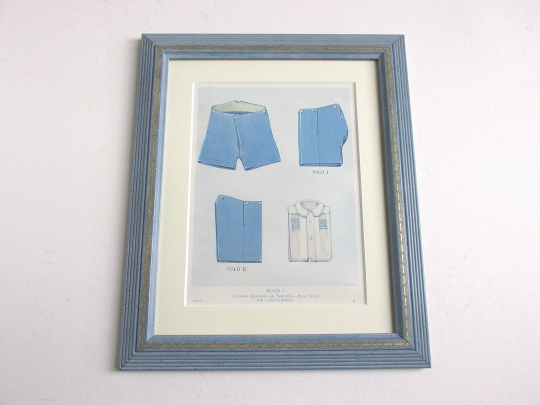 Framed 1930s Clothes Art Print of Boy's Garment Folding Diagram by ...