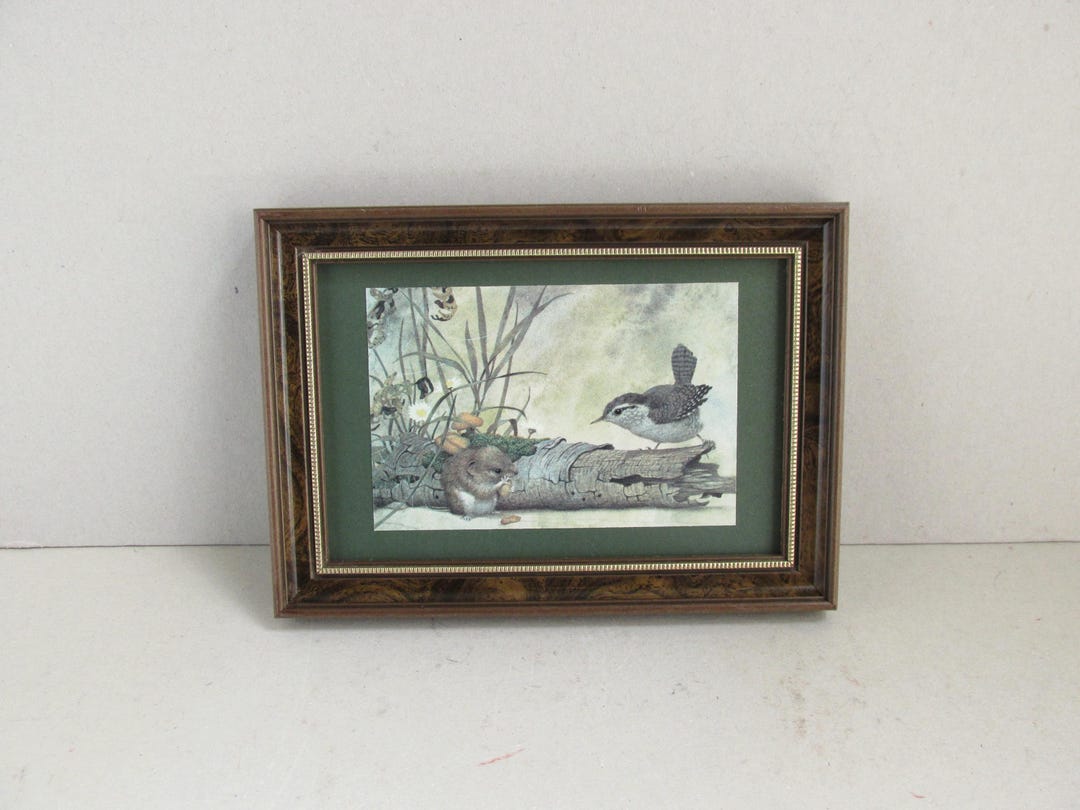 Wren and Vole With Daisies by Kenneth Lilly, Vintage Miniature Art ...