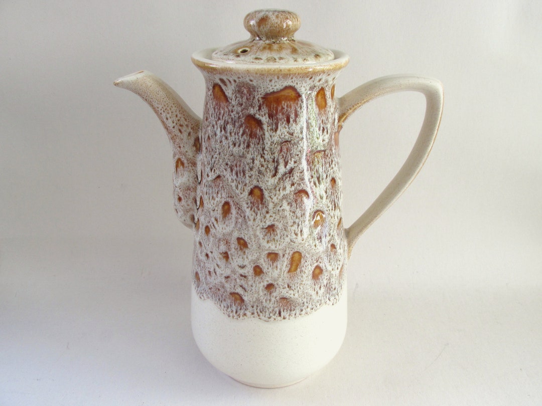 Vintage Fosters Pottery Coffee Pot, Brown / Cream Dripglaze Lava ...