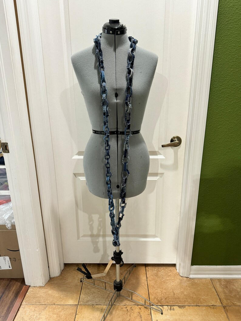 Denim Loop Necklace,jean Loop Necklace,handmade Necklace,denim Neck ...
