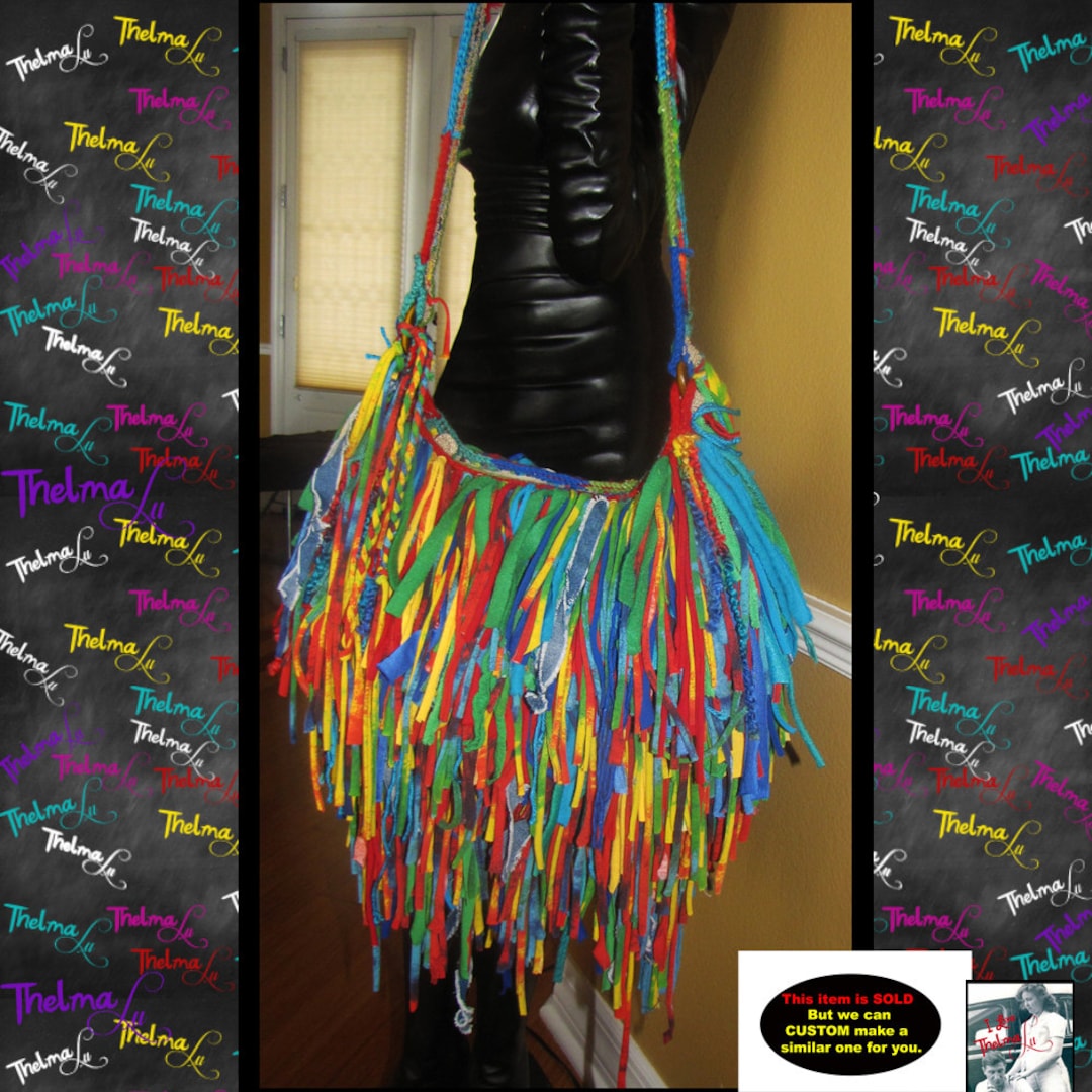 Hippie Fringe Bag,tye Dye Handbag,custom Made Purse,recycled Rag Bag - Etsy