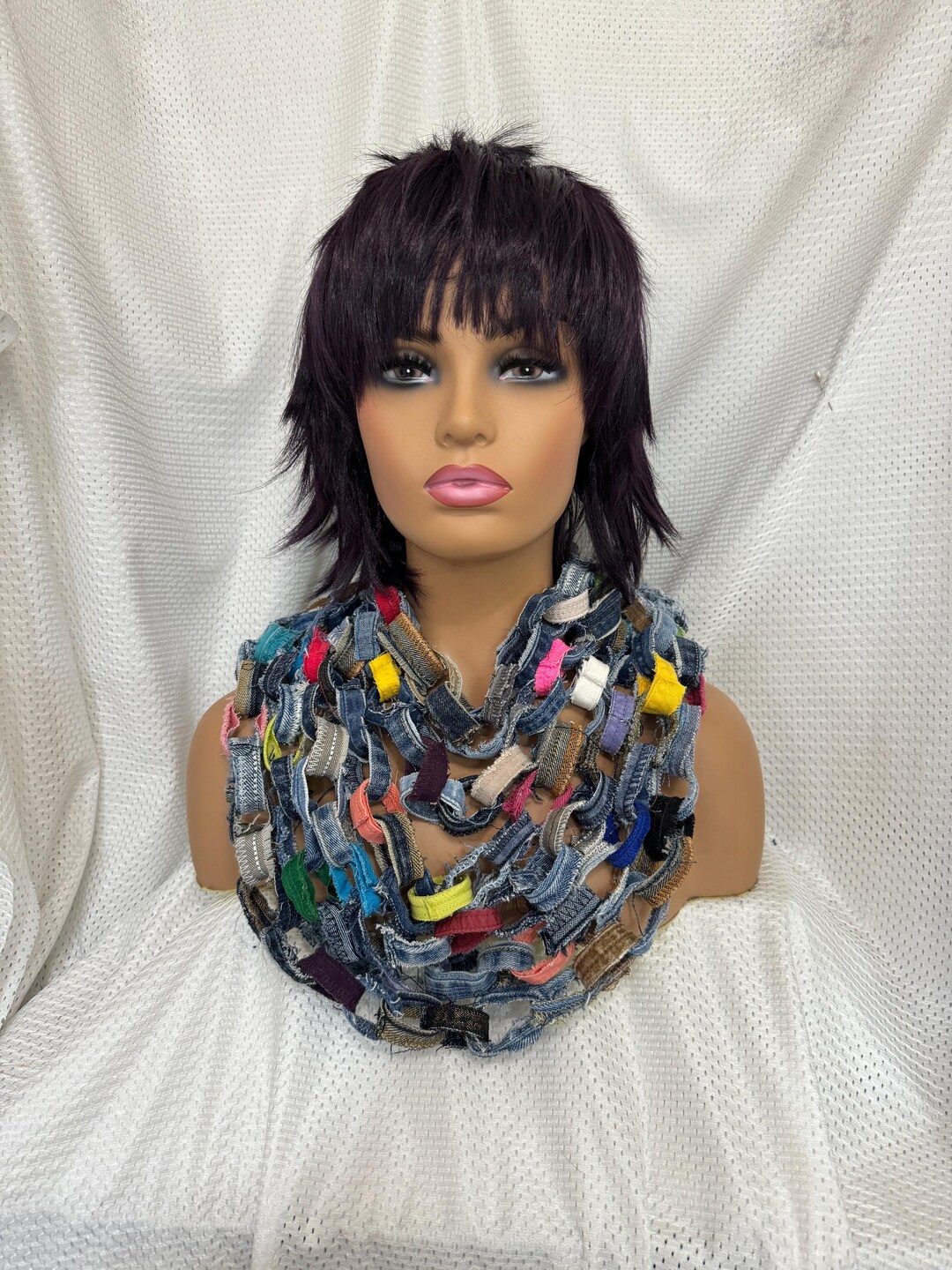 Color Denim Necklace,denim Loop Necklace,jean Loop Necklace,handmade ...