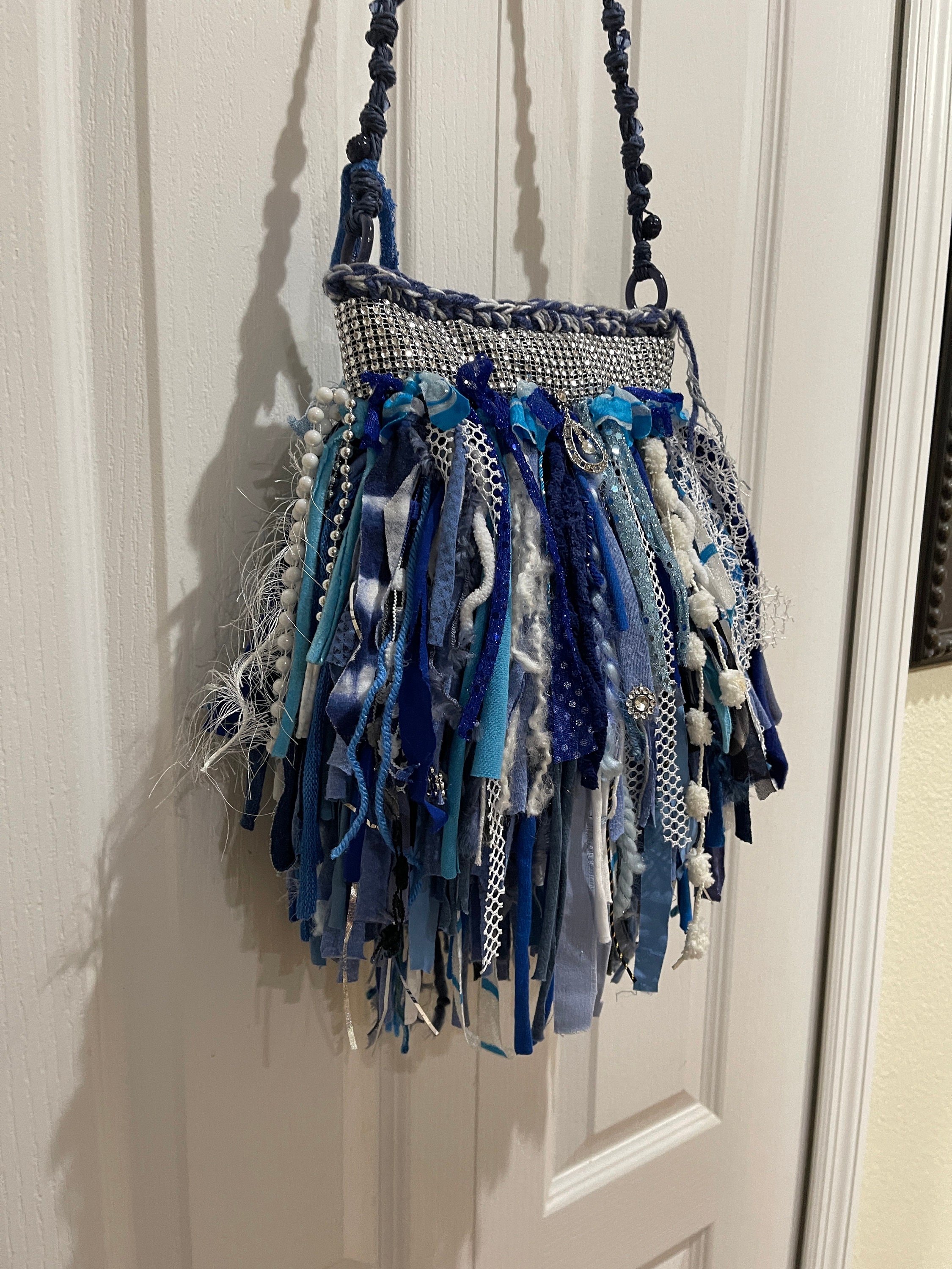 Mini Blue Bag,fringed Handbag,custom Fringe Bag,fabric Fringe Bag ...