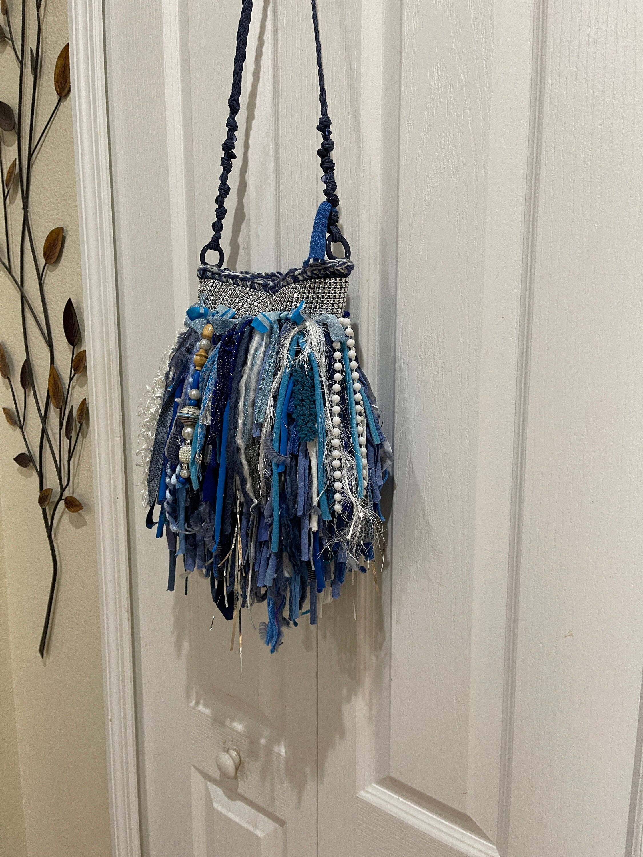 Mini Blue Bag,fringed Handbag,custom Fringe Bag,fabric Fringe Bag ...