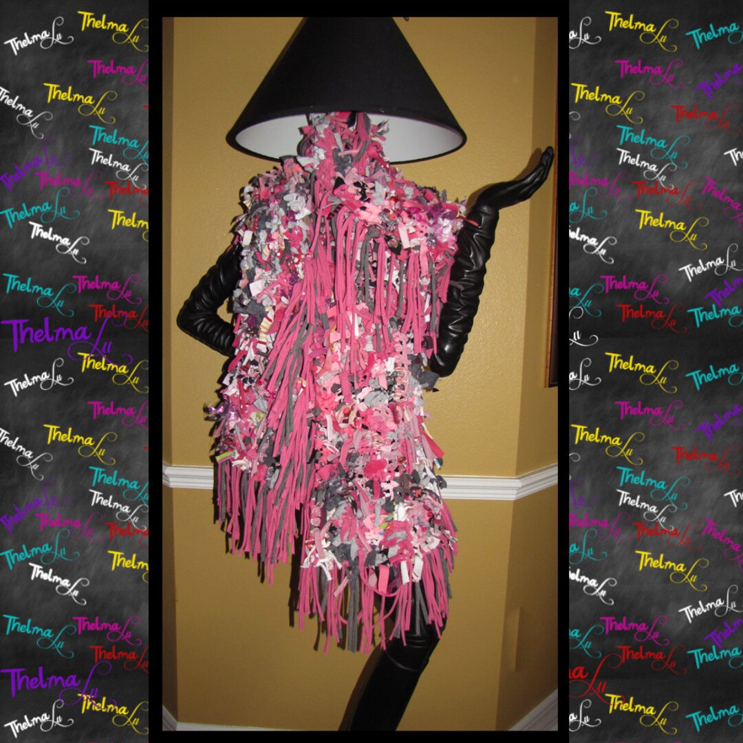 Pink Gray Fringe Rag Scarf, Upcycled Unisex Shawl - Etsy