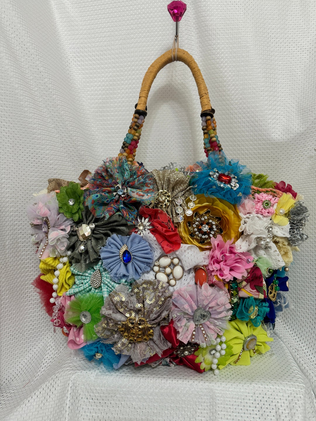Flower Bag,handmade Handbag,jeweled Custom Tote,handbag,bling Purse ...