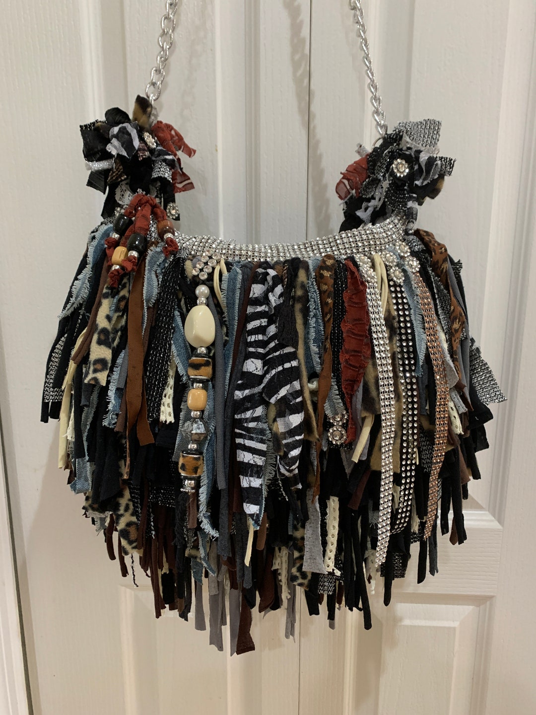 Bling Fringe Handbag, Denim Fringe Bag,sparkle Fringe Purse,custom Made ...