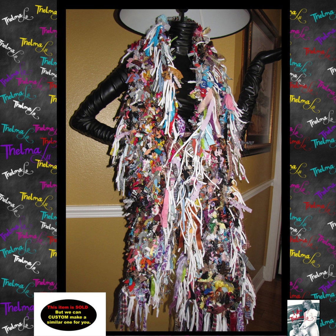 Fabric Rag Scarf,fringe Rag Scarf,crochet Fabric Scarf, Fabric Fringe ...