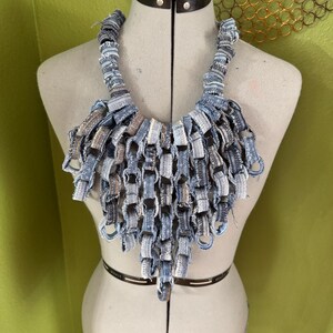 Denim Loop Necklace,jean Loop Necklace,handmade Necklace,denim Neck ...