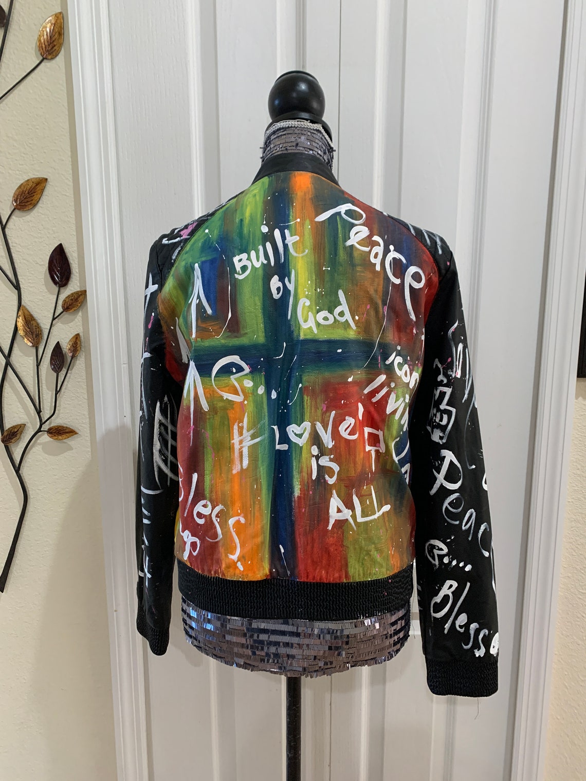 Graffiti Jacketvintage Jacketfaux Leatherpainted | Etsy