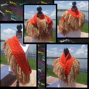 Fringe Infinity Scarfultra Fringeorangegreen and - Etsy