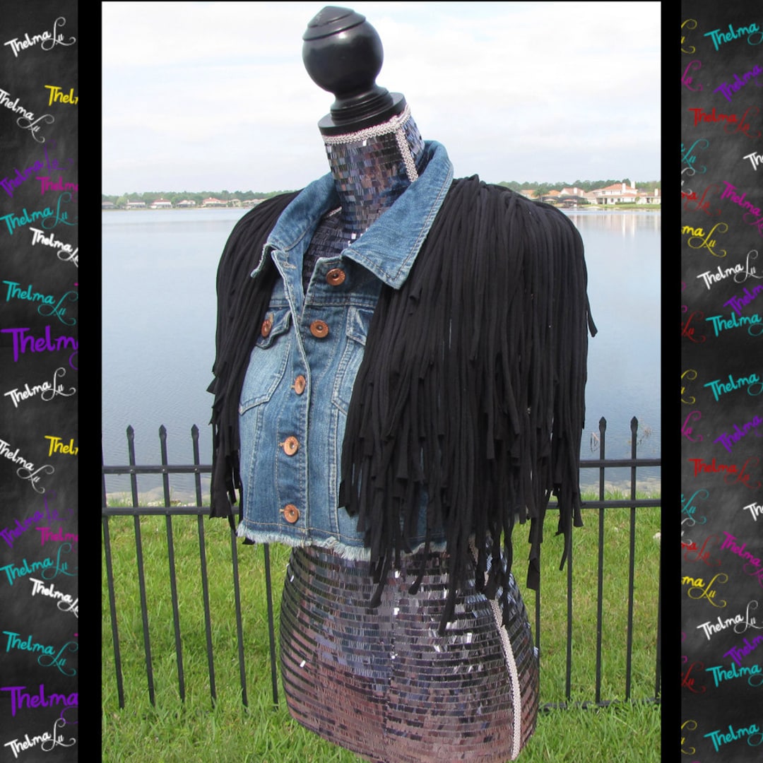 Fringe Vest, Fringe Denim Vest, Jean Fringe Vest,fringe Epaulette ...