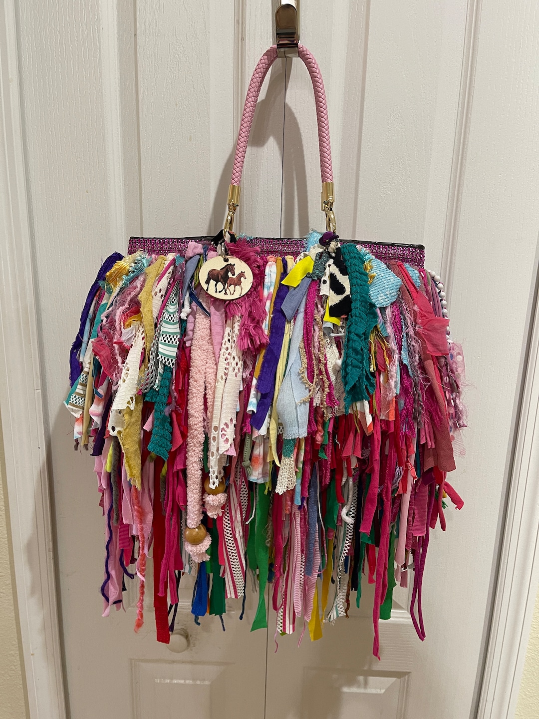 Horse Bag,fringed Handbag,custom Fringe Bag,fabric Fringe Bag,statement ...