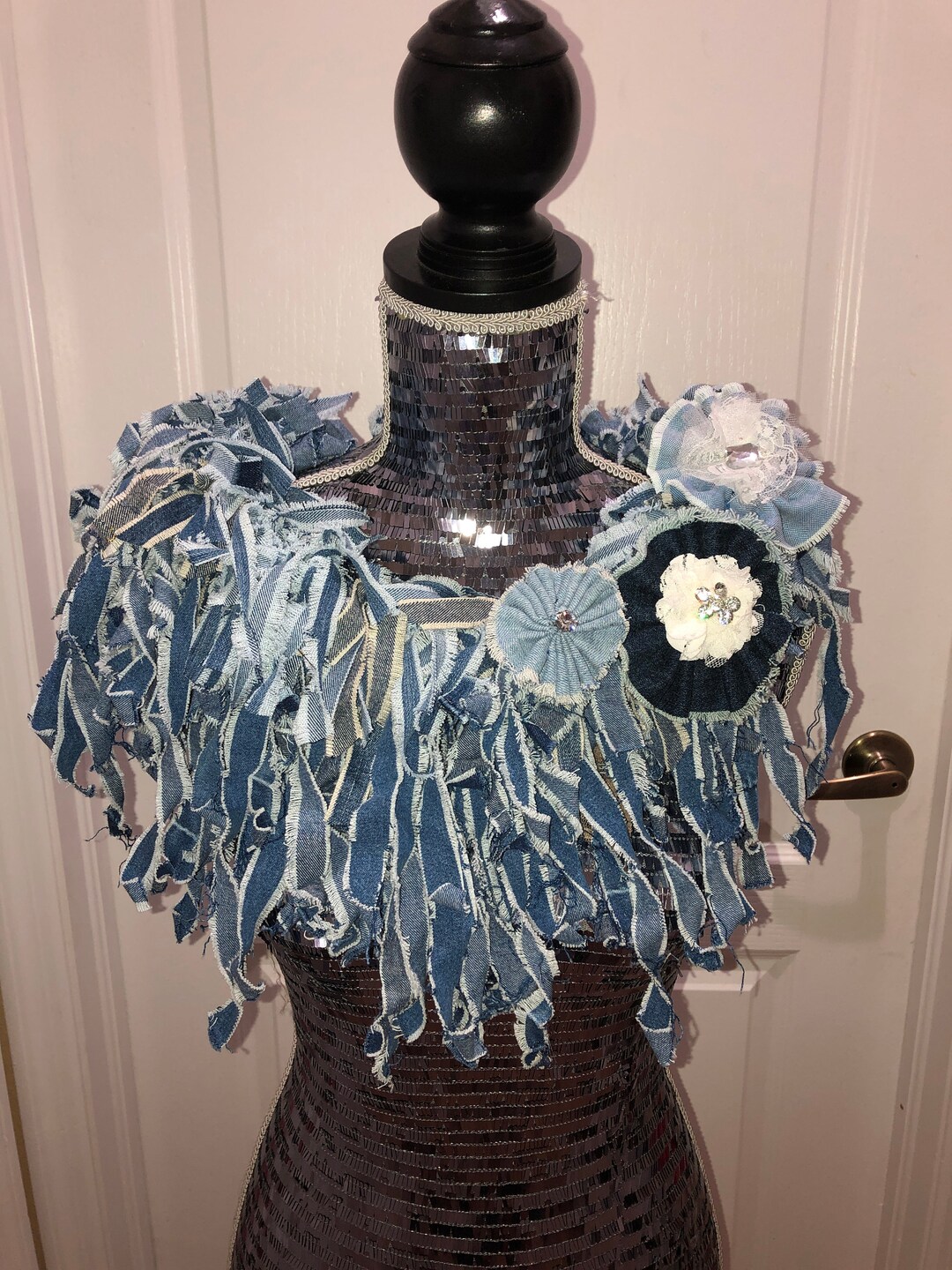 Denim Fringe Collar,denim Necklace,fringe Choker,fringe Necklace,fringe ...