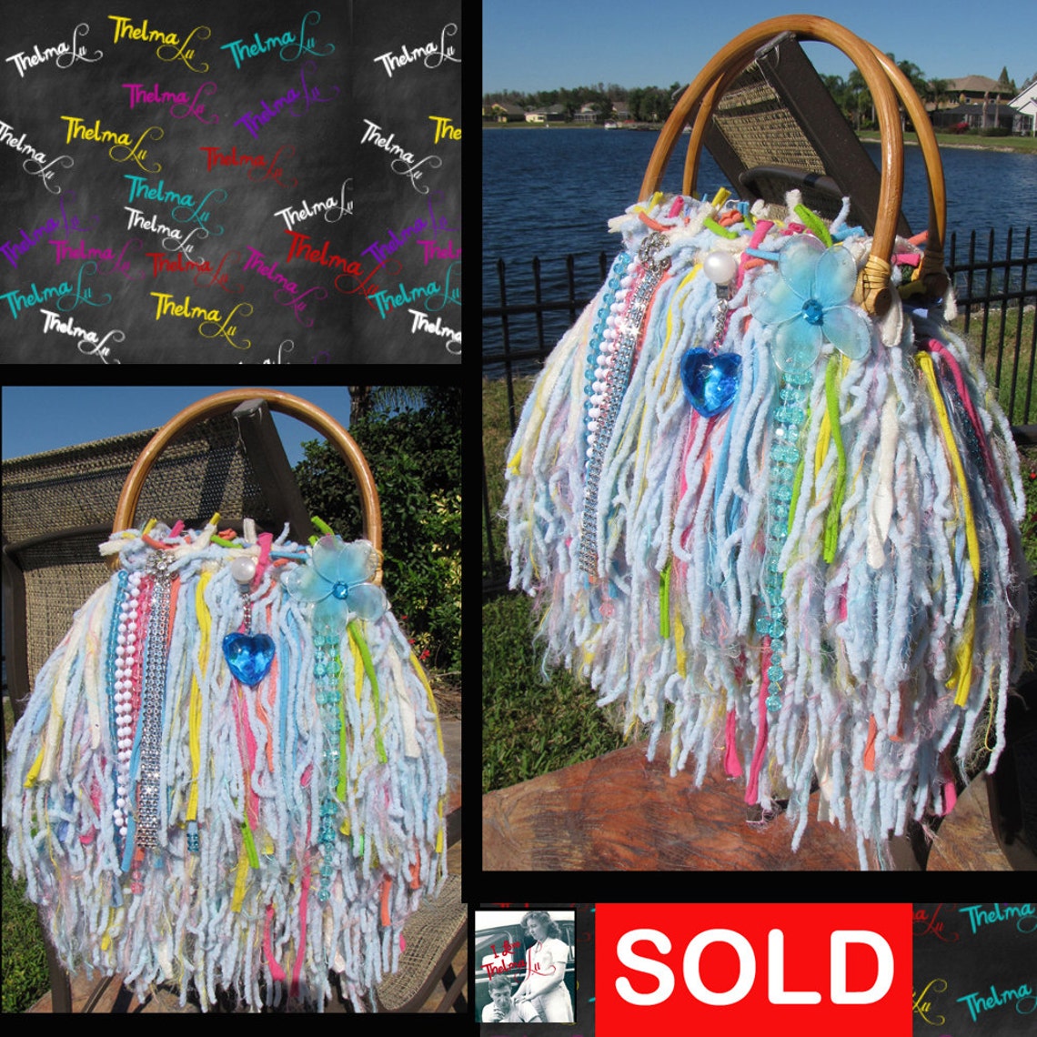 Fluffy Fringe Bag,blue Fringe Purse,rhinestone Handbag,unique, One of a ...