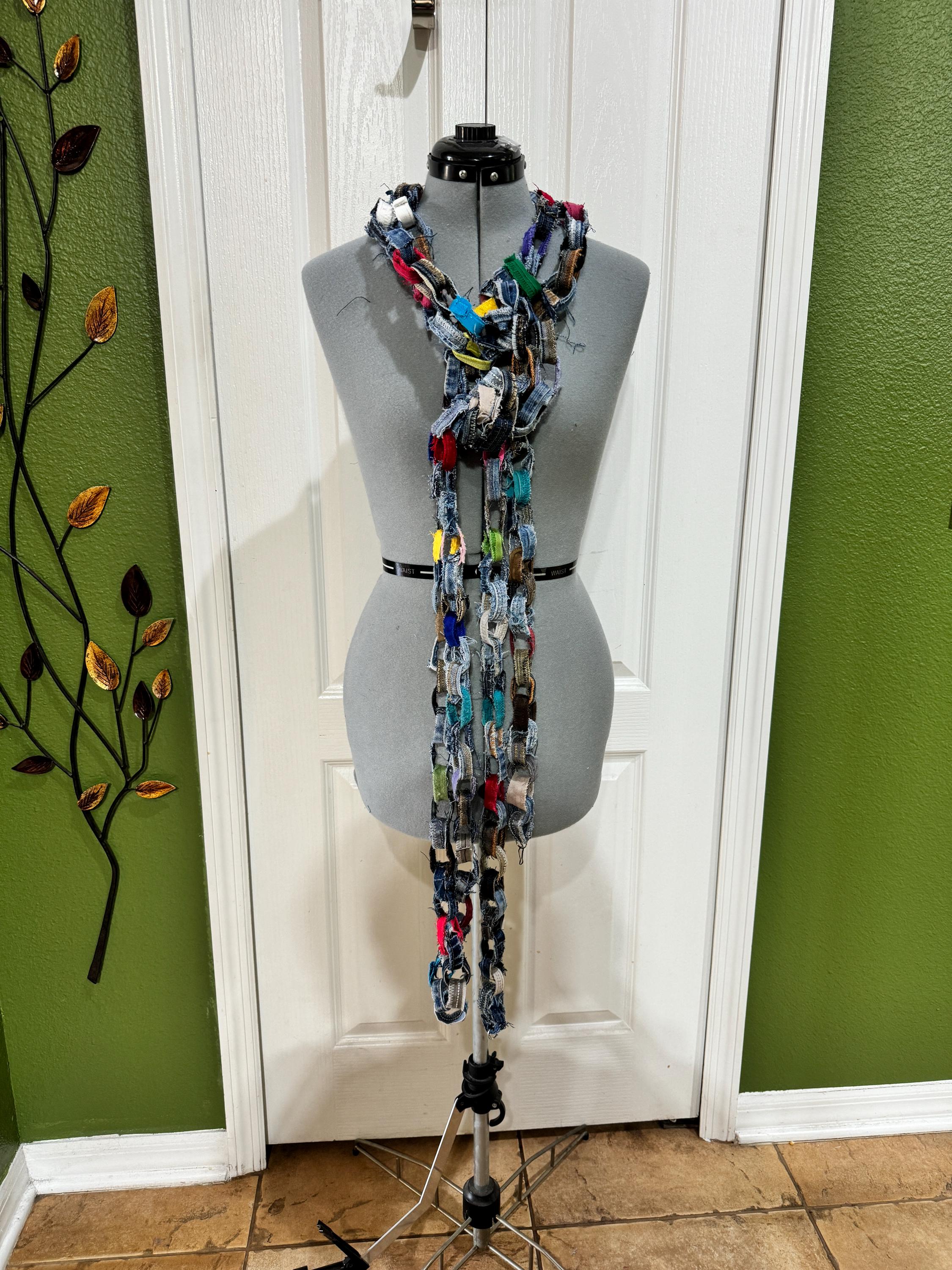 Color Denim Necklace,denim Loop Necklace,jean Loop Necklace,handmade ...