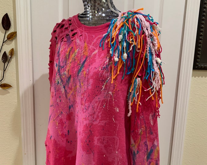 Fringe Sweatshirtdistress Sweatshirtpainted - Etsy