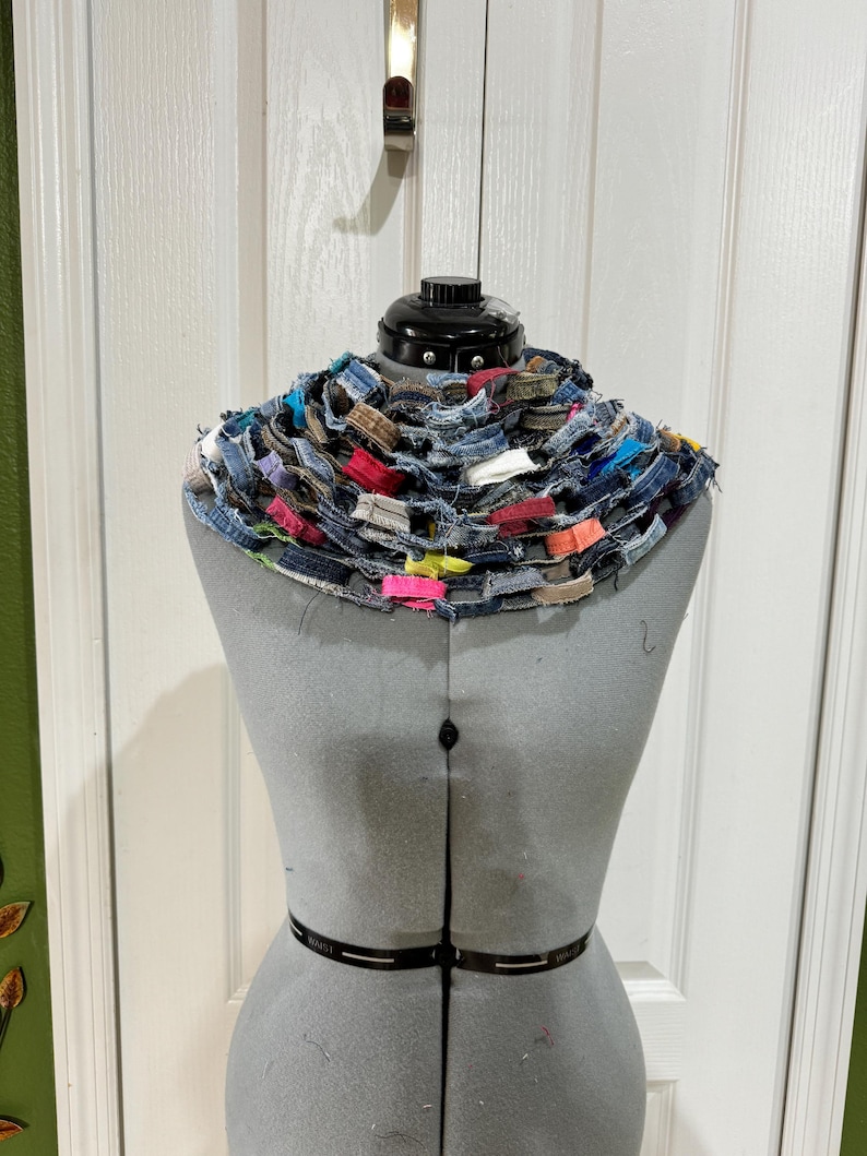 Color Denim Necklace,denim Loop Necklace,jean Loop Necklace,handmade ...