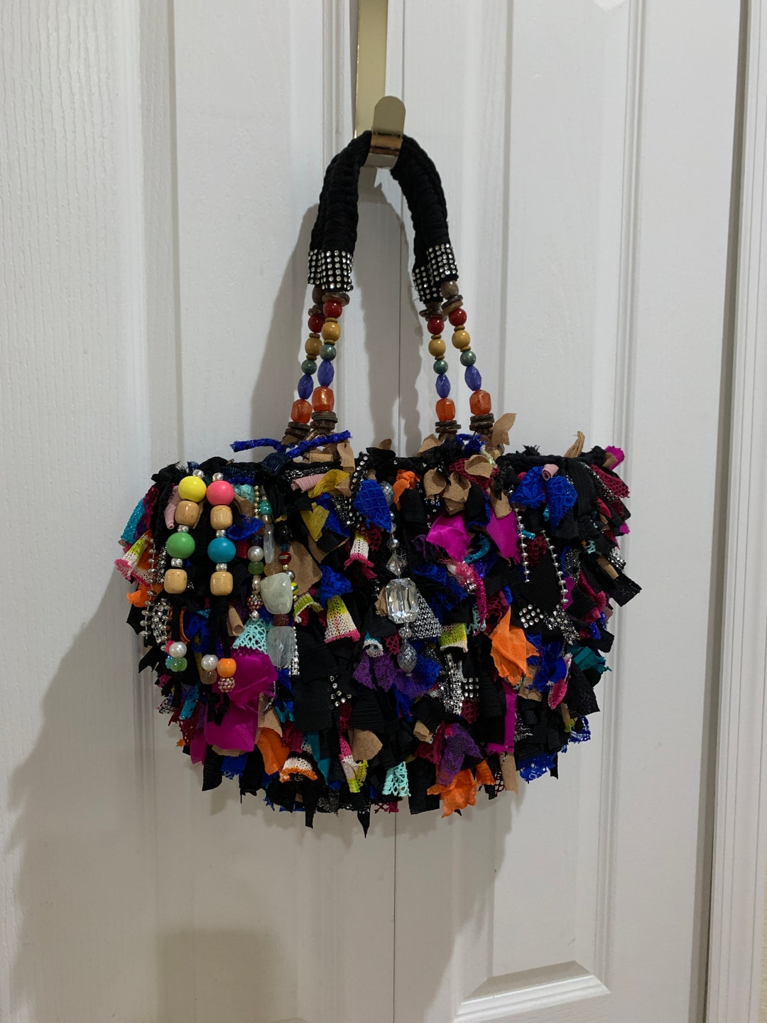 Bead Bling Handbag,black Fringe Purse,short Fringe Bag,rhinestones ...