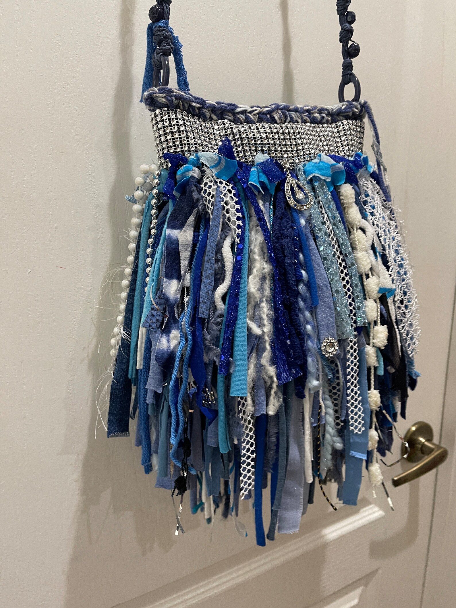 Mini Blue Bag,fringed Handbag,custom Fringe Bag,fabric Fringe Bag ...