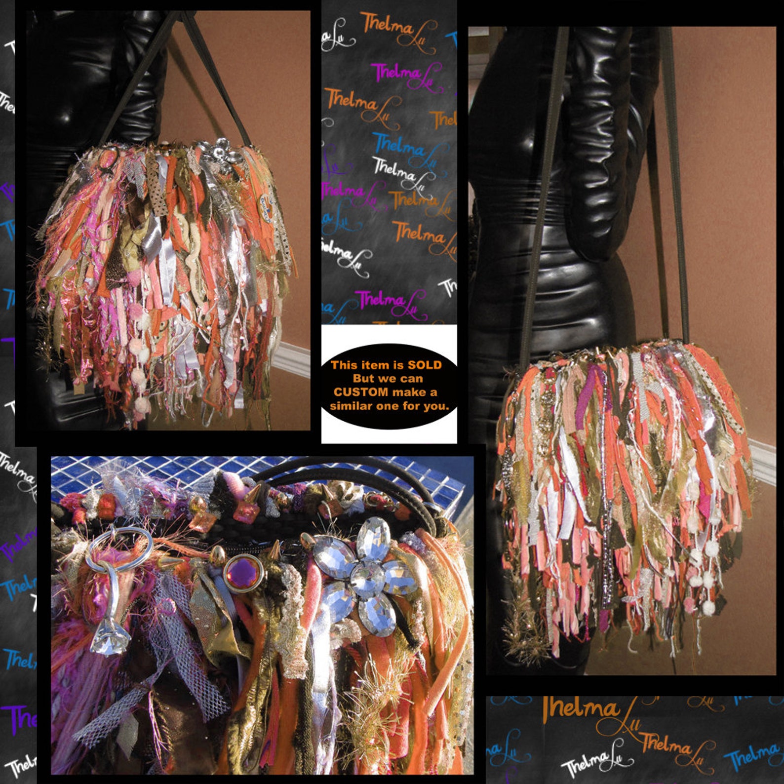 Upcycled Fringe Handbag ,rag, Scrap, Custom Made, One of A Kind, Hippie ...