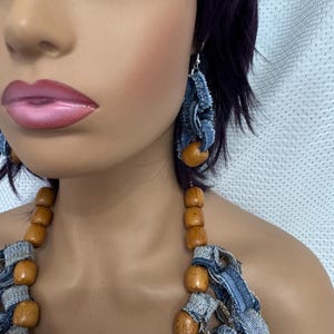 Denim Loop Necklace,jean Loop Necklace,handmade Necklace,denim Neck ...