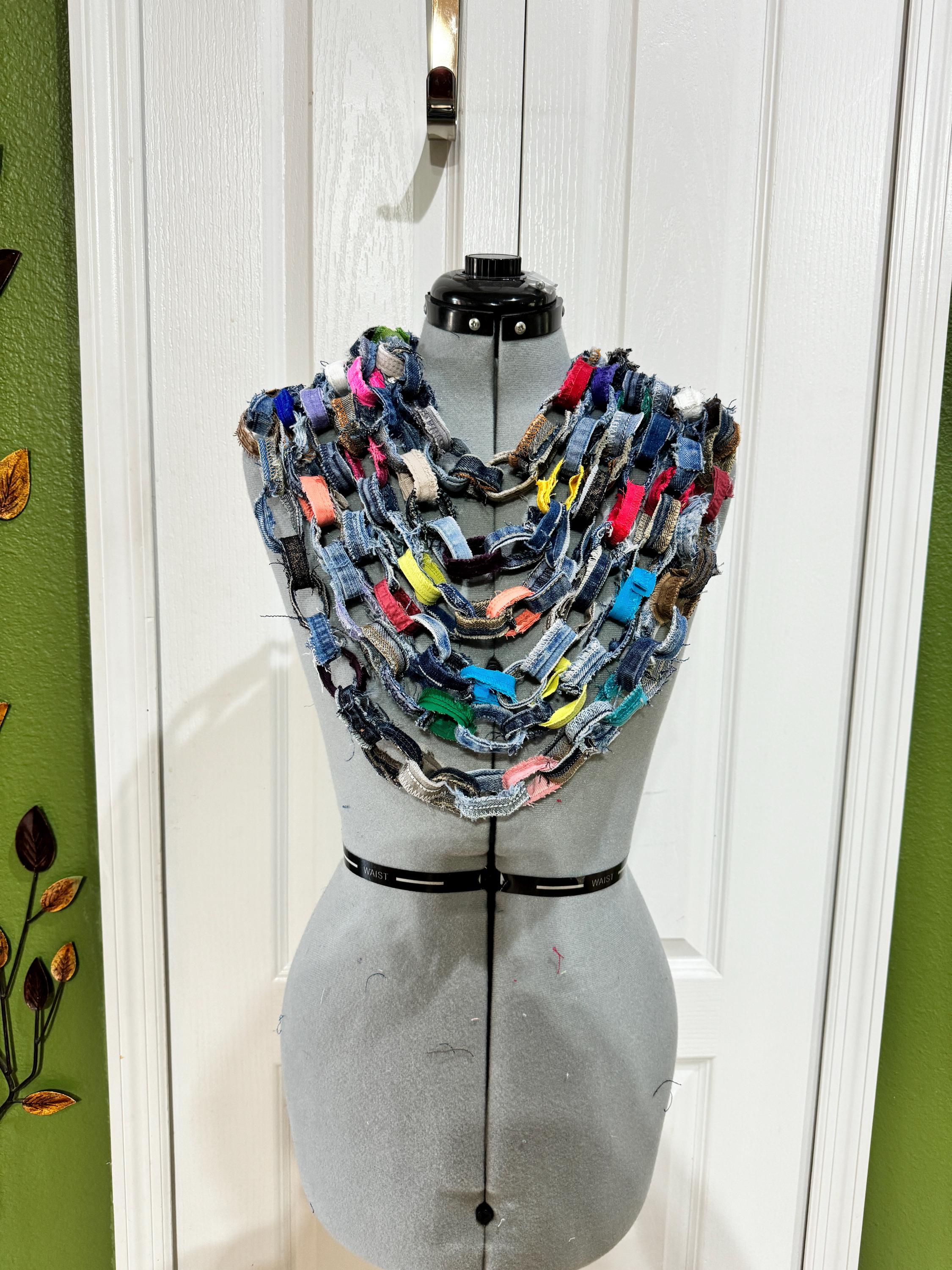 Color Denim Necklace,denim Loop Necklace,jean Loop Necklace,handmade ...