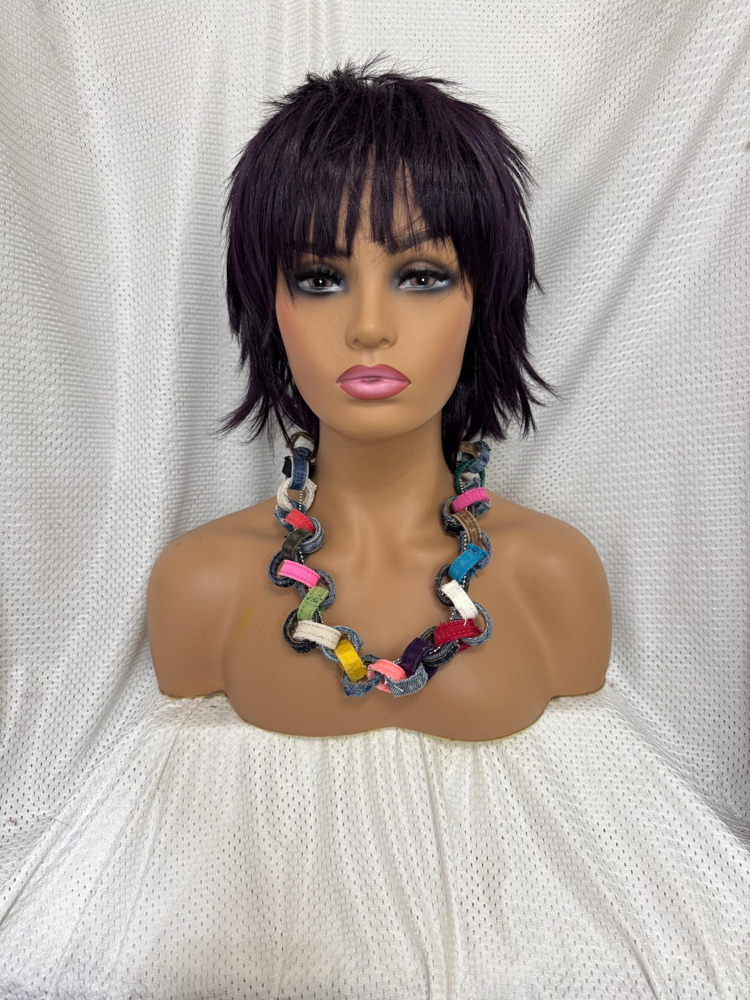 Denim Loop Necklace,jean Loop Necklace,handmade Necklace,denim Neck ...