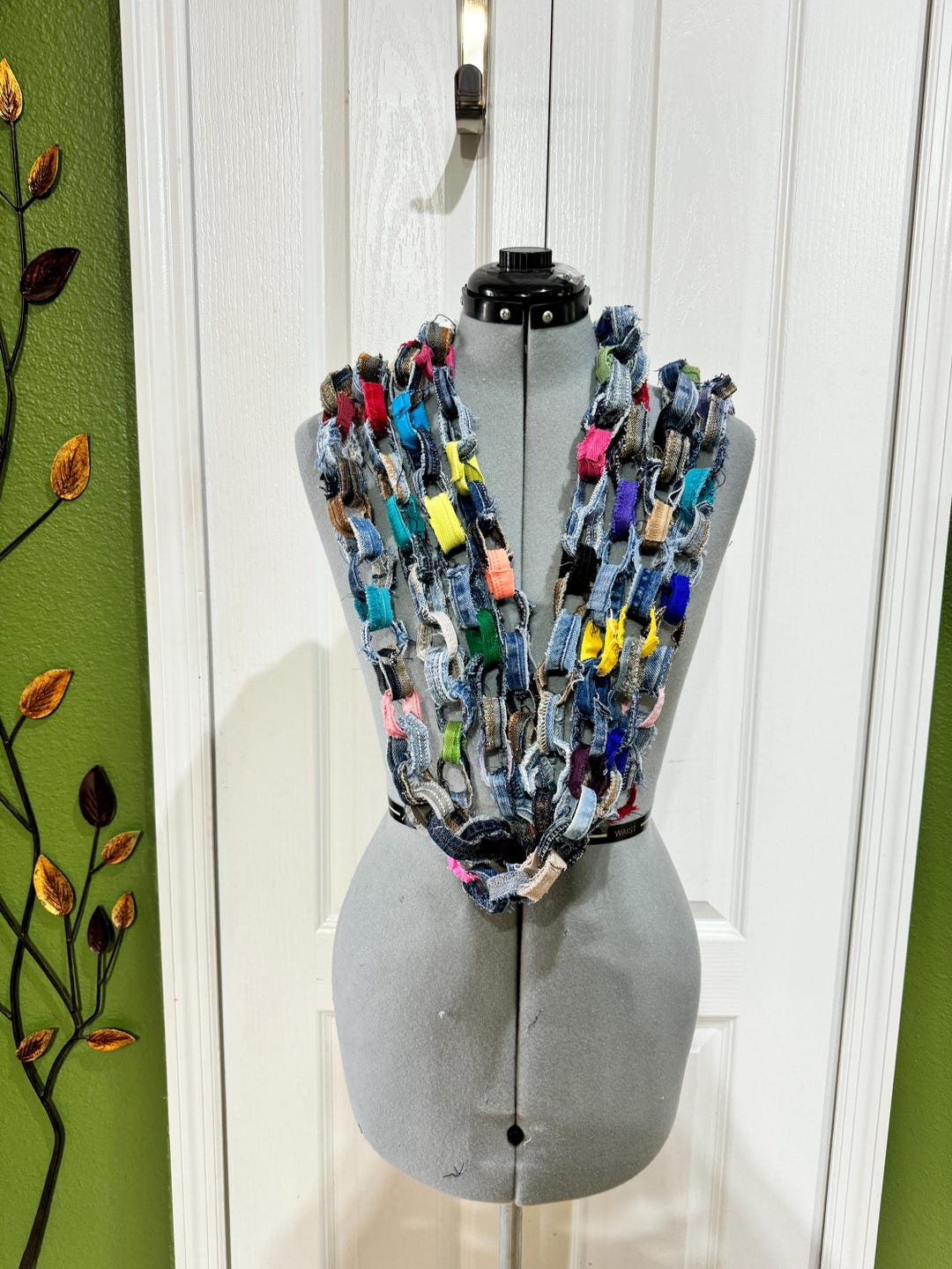Color Denim Necklace,denim Loop Necklace,jean Loop Necklace,handmade ...