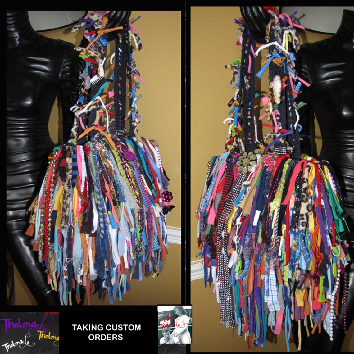 Funky Fringe Bagcustom Made Purserhinestone Handbagupcycle - Etsy