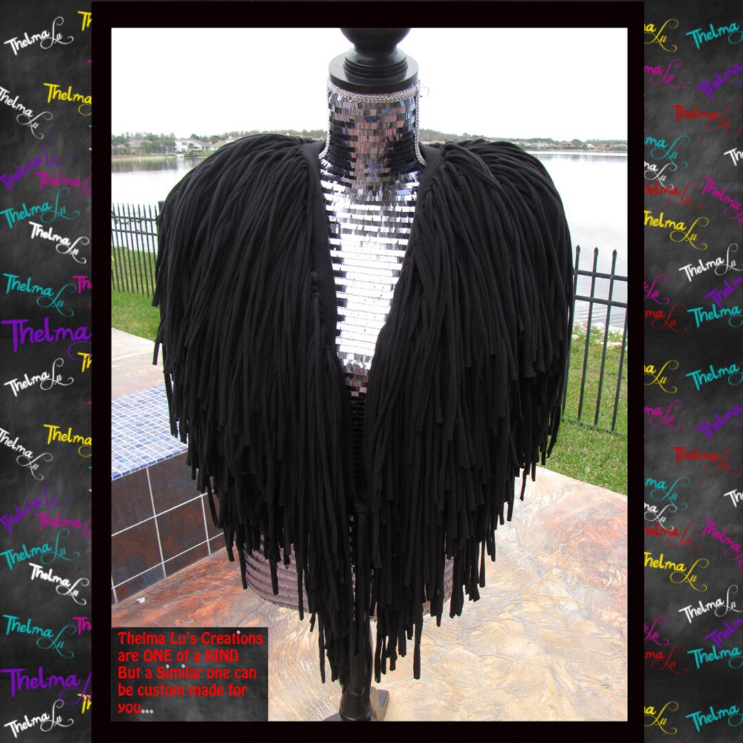 Fringe Shrug,fringe Epaulette,fringe Shoulder Pads,fringe Jacket,knit ...