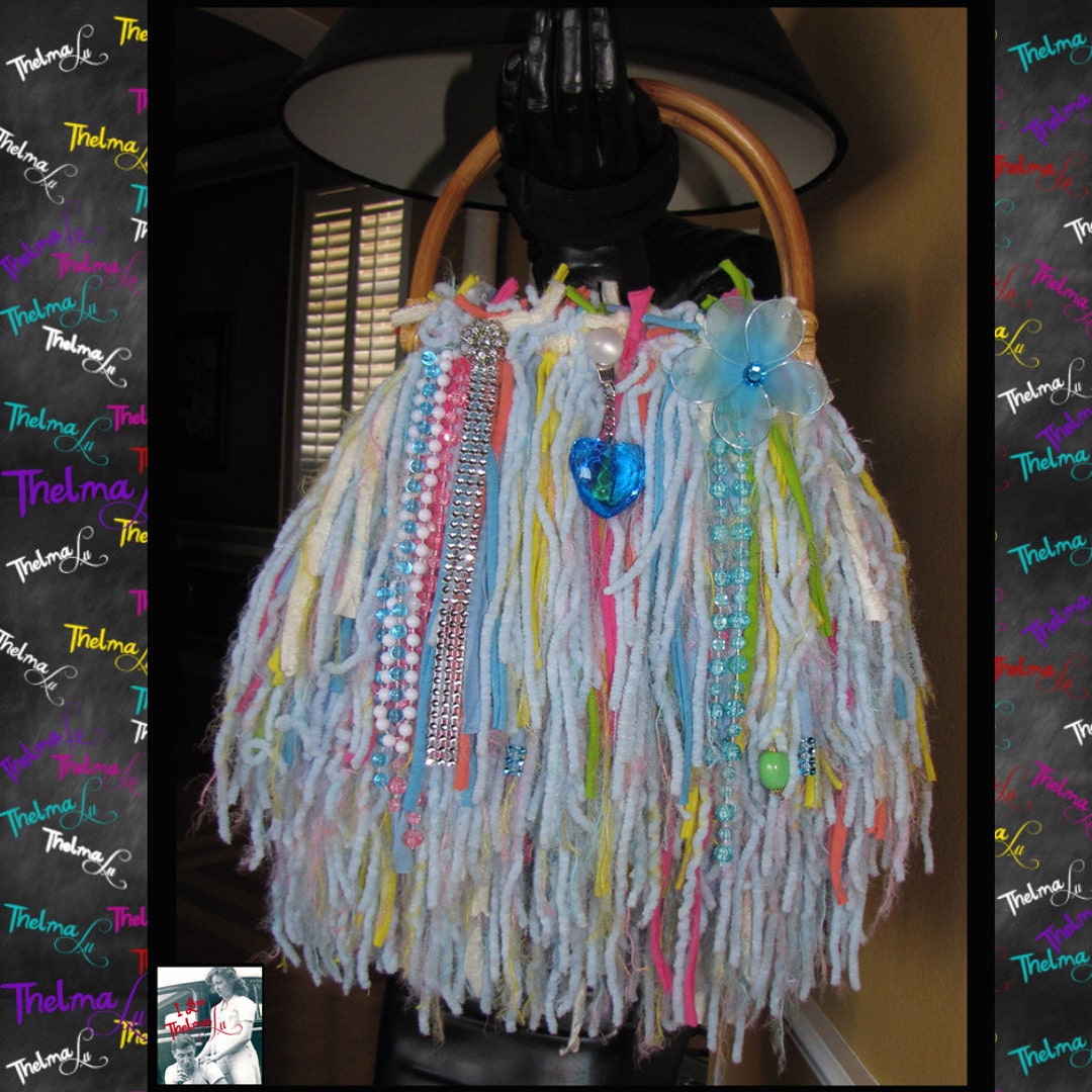 Fluffy Fringe Bag,blue Fringe Purse,rhinestone Handbag,unique, One of a ...