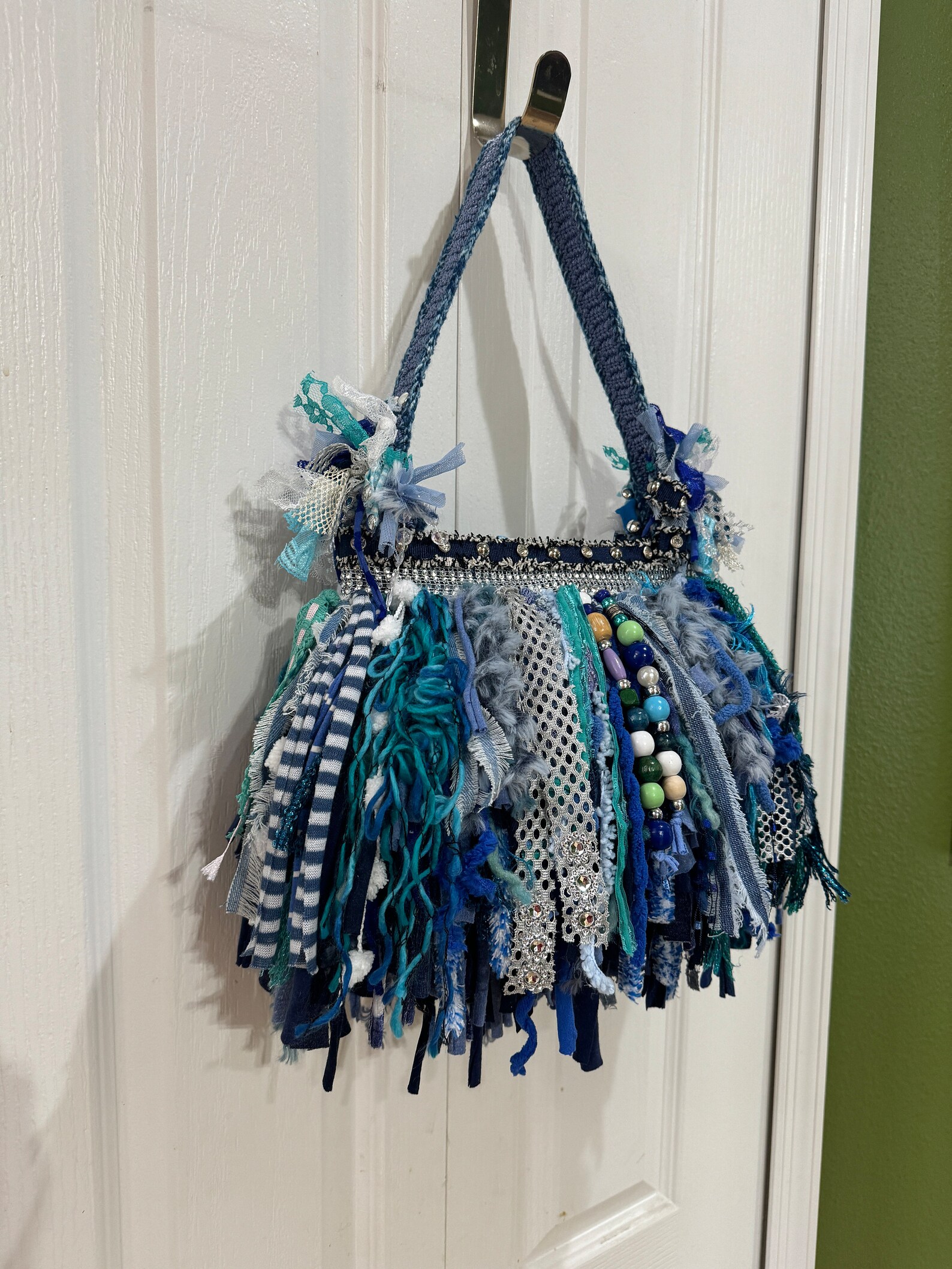 Deep Blue Bag,fringed Handbag,custom Fringe Bag,fabric Fringe Bag ...
