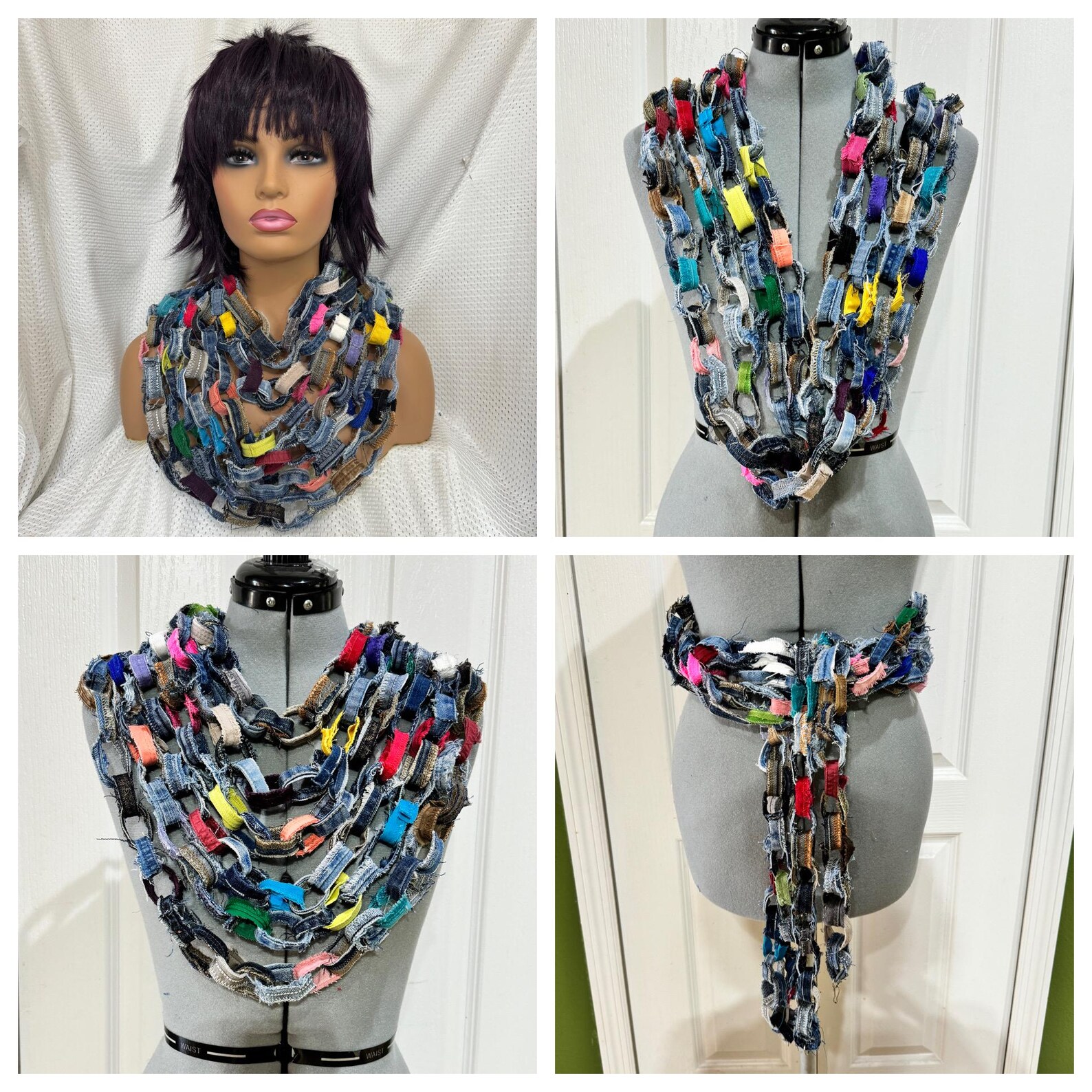 Color Denim Necklace,denim Loop Necklace,jean Loop Necklace,handmade ...