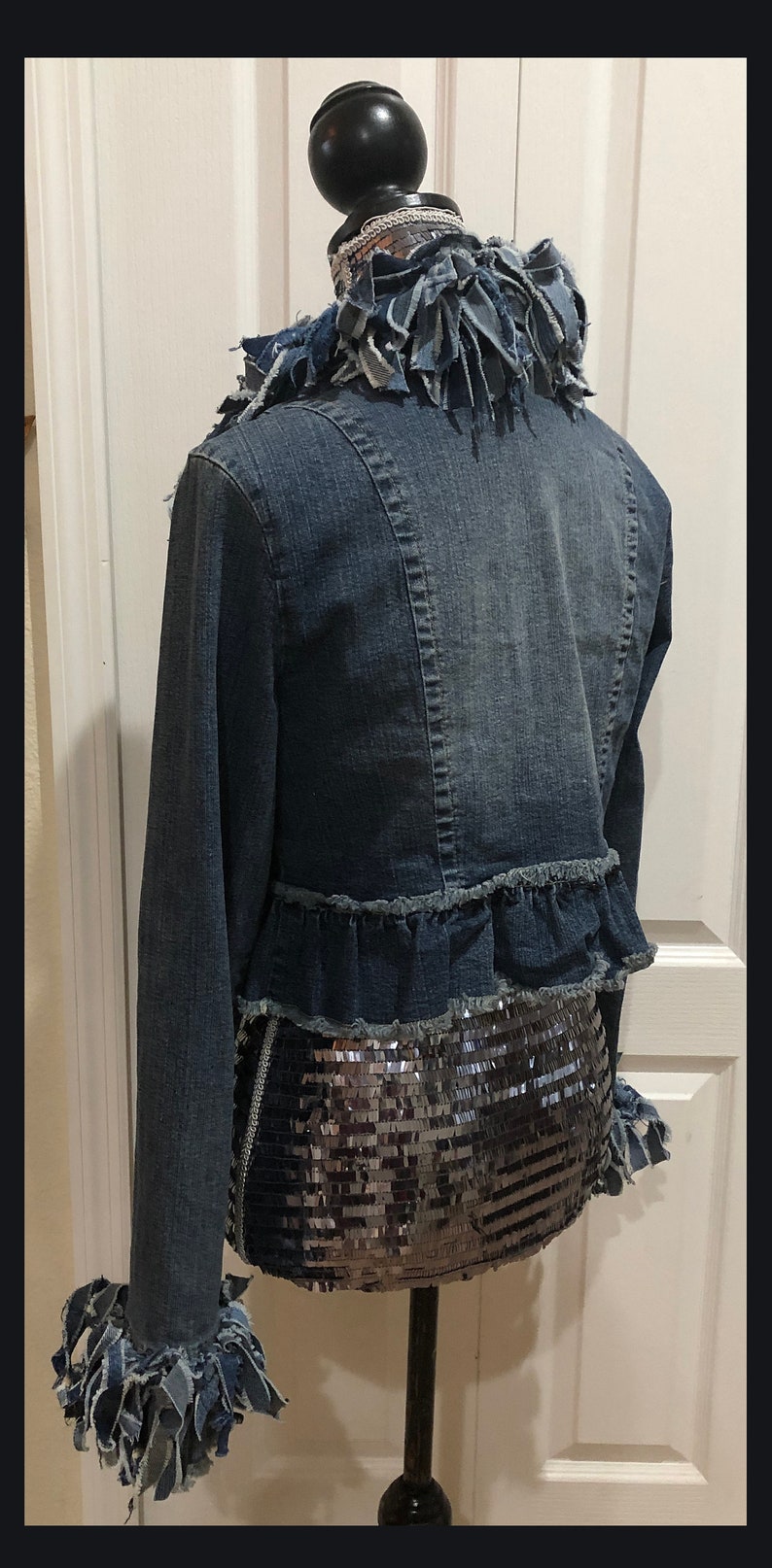 Fringe Jean JacketDenim fringe blazerdenim collarunique | Etsy