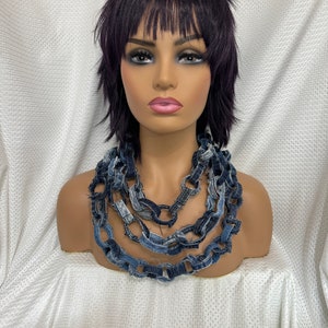 Denim Loop Necklace,jean Loop Necklace,handmade Necklace,denim Neck ...