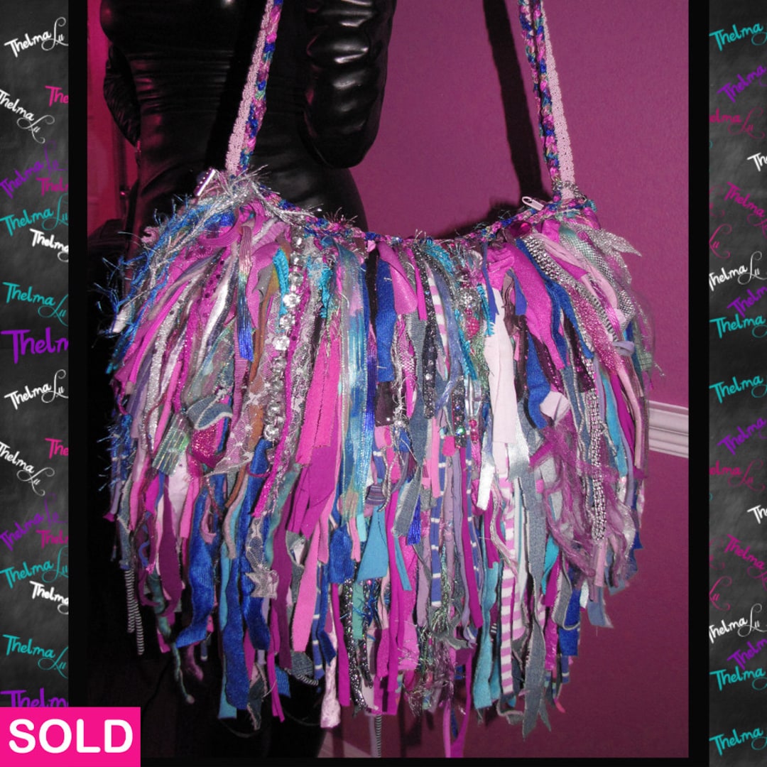 Upcycled Fringe Handbag,playful Funky,bling,sparkle,beads,bag,custom ...