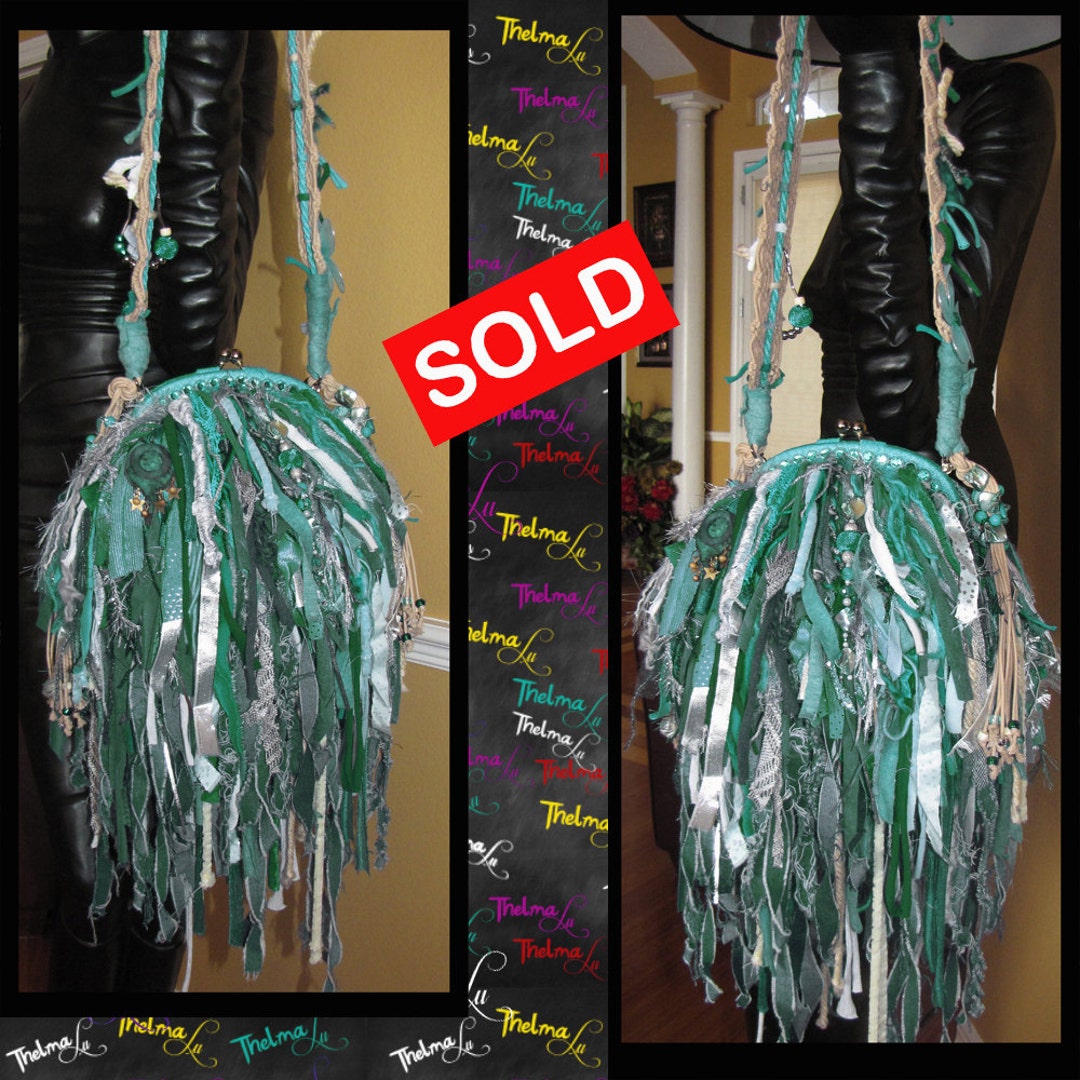 Unique Mixed Green and Gray Handbag,upcycled Fringe Handbag , Custom ...