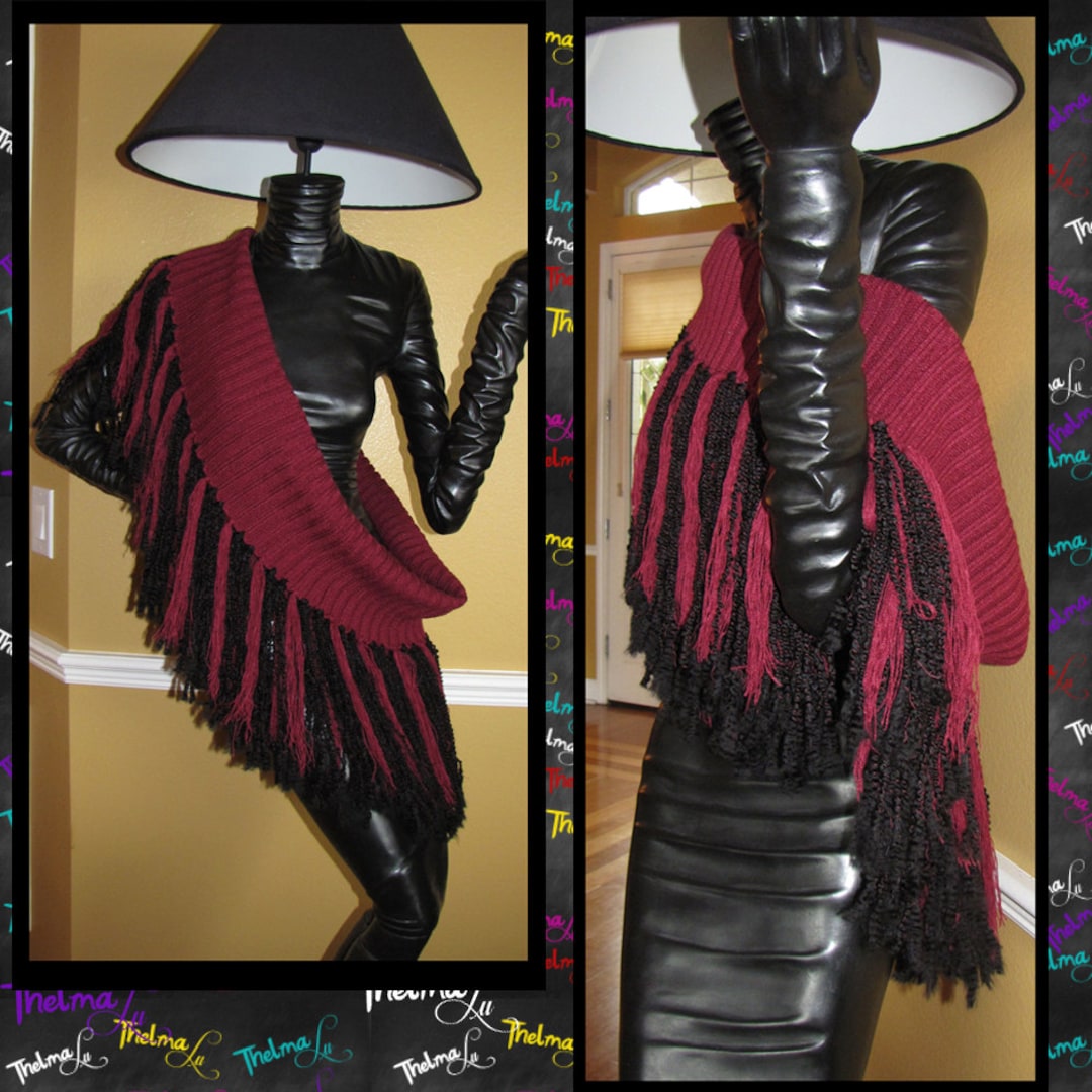 Infinity Scarf,handmade Scarf,fringe Scarf,ultra Fringe,maroon & Black ...