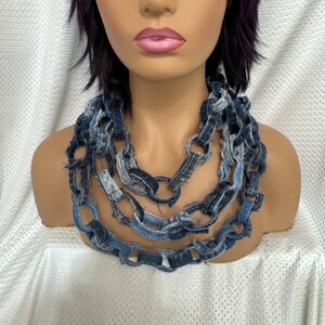 Denim Loop Necklace,jean Loop Necklace,handmade Necklace,denim Neck ...