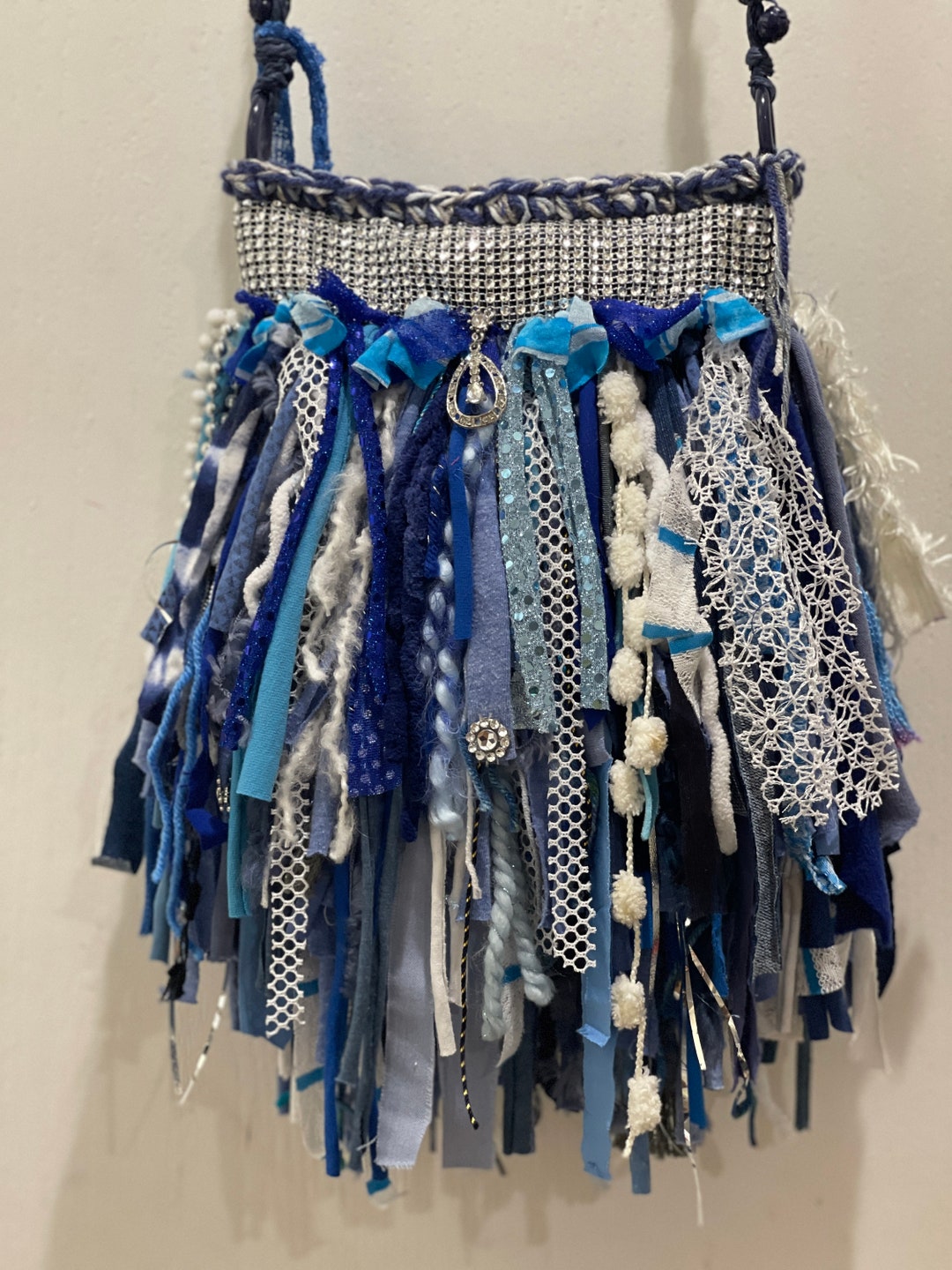 Mini Blue Bag,fringed Handbag,custom Fringe Bag,fabric Fringe Bag ...