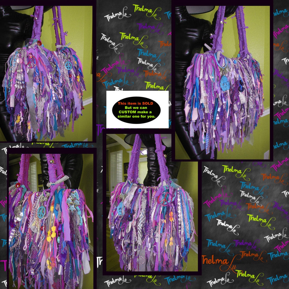 Funky Hippie Purple Ultra Fringe Handbag Bright Colored ,recycled ...