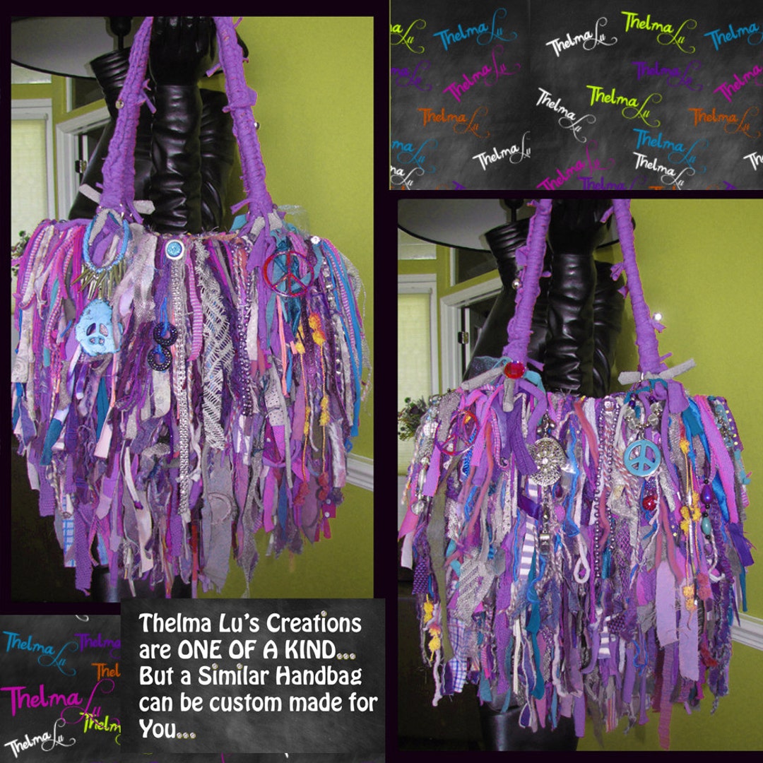 Funky Hippie Purple Ultra Fringe Handbag Bright Colored ,recycled ...