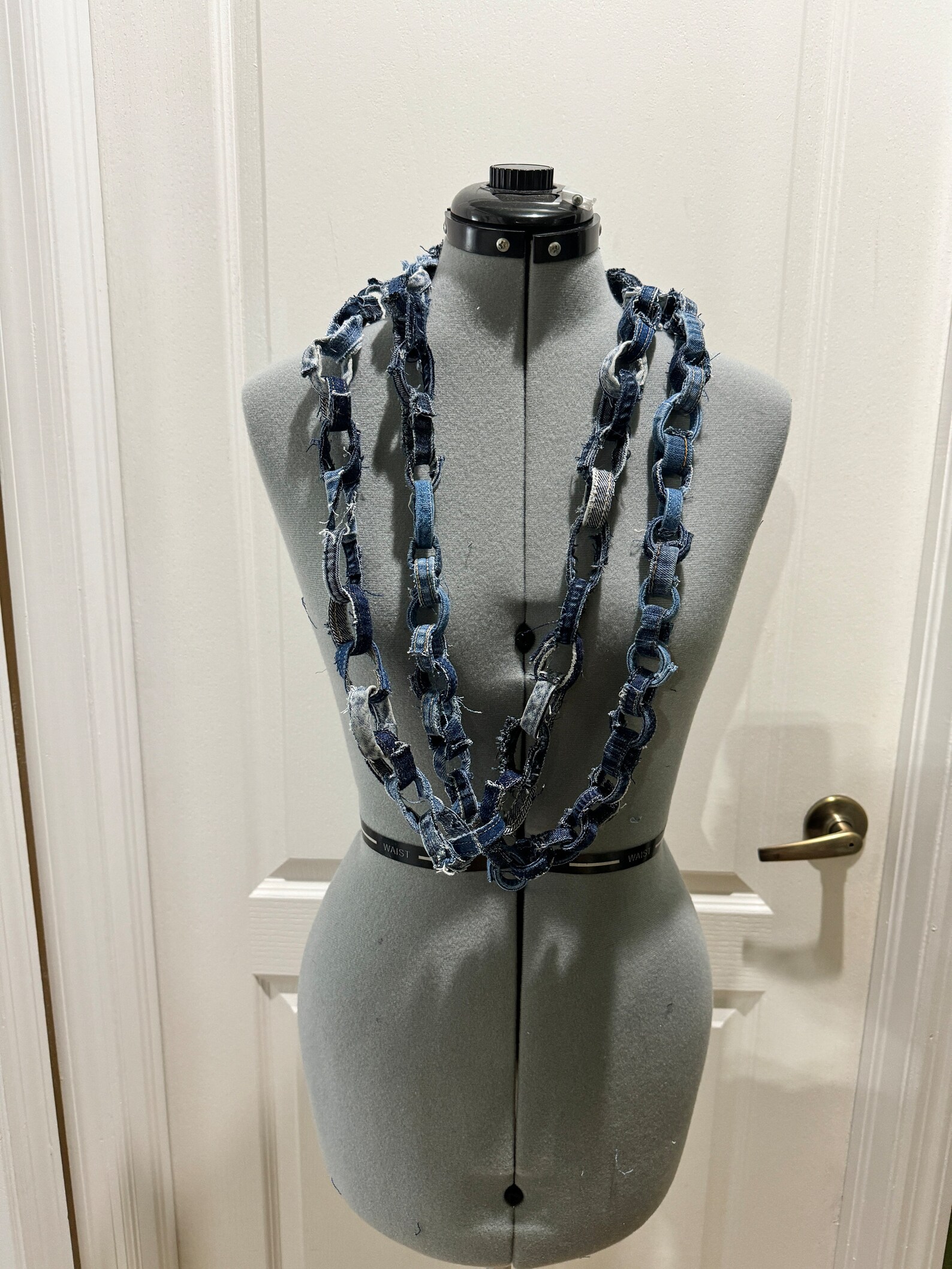 Denim Loop Necklace,jean Loop Necklace,handmade Necklace,denim Neck ...